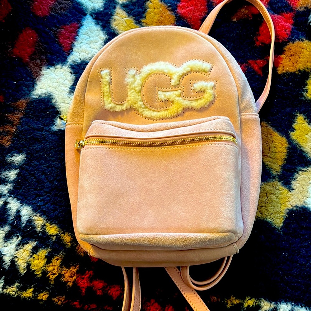 Ugg Suede Backpack With Sheepskin Logo - Gem